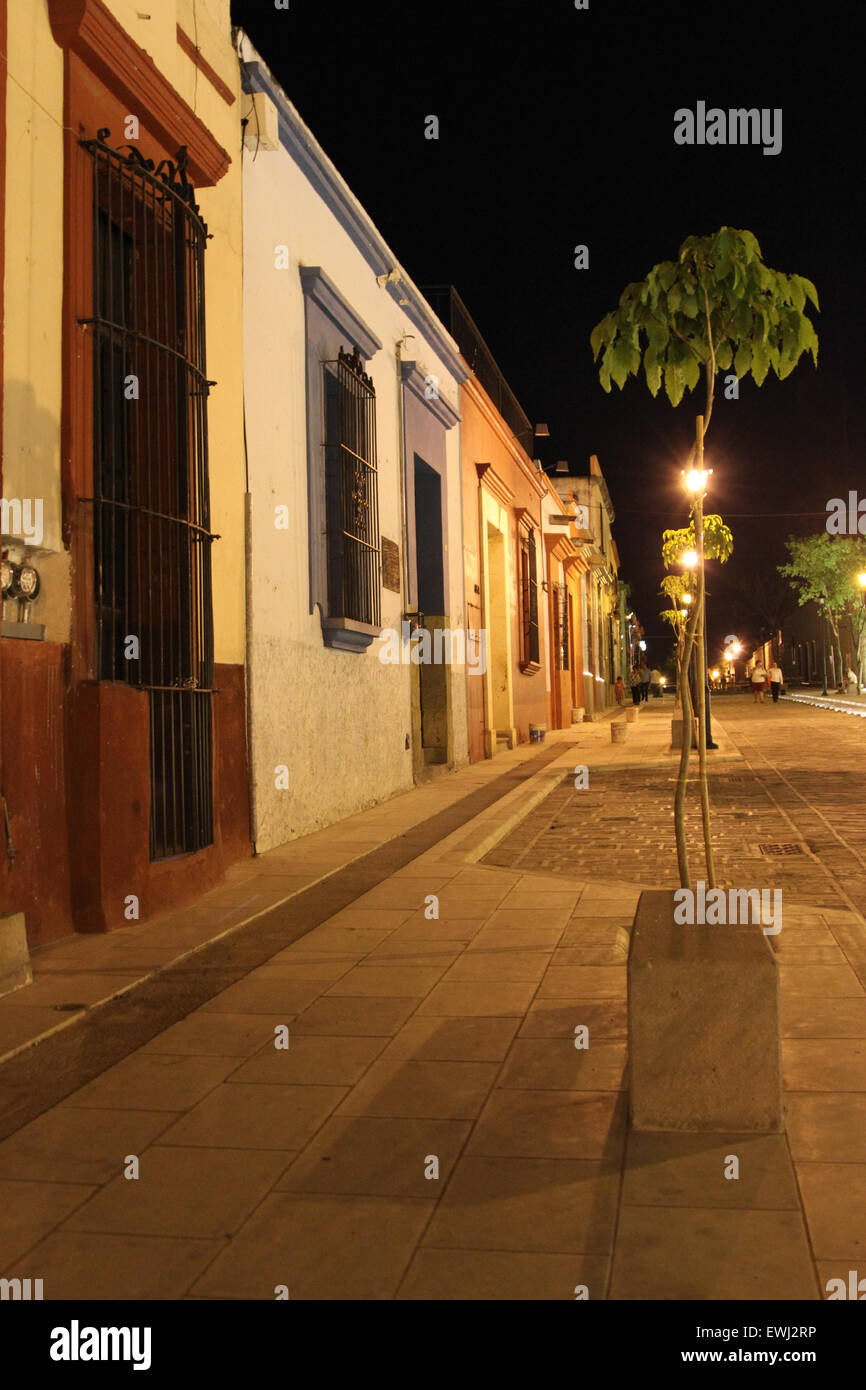 Pedestrian Street In Oaxaca, Mexico at Night Stock Photo - Alamy