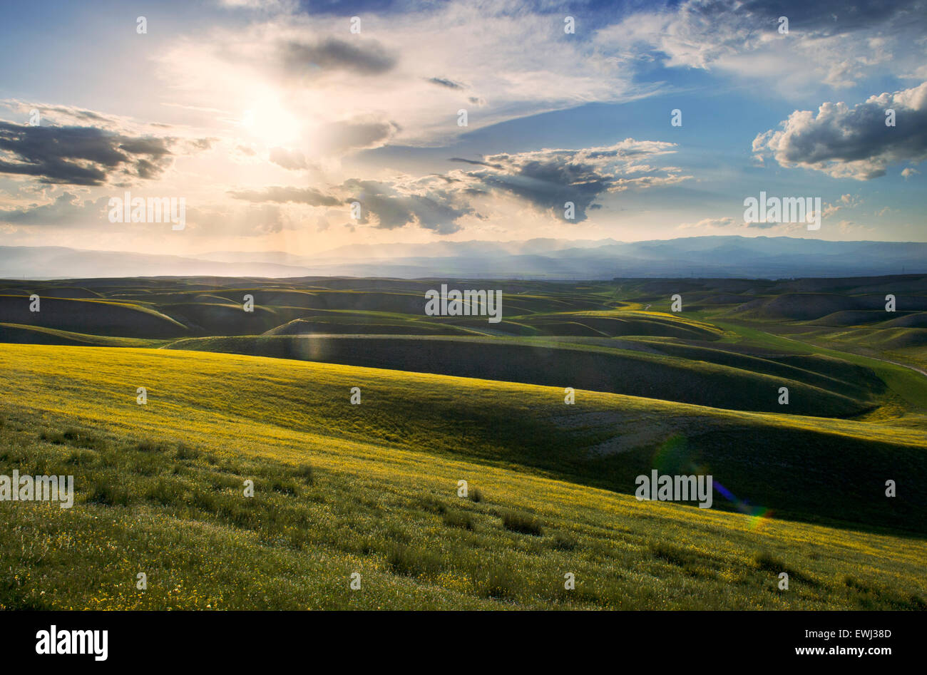The landscape view of Bayanbulak Grasslands in Xinjiang Uyghur ...