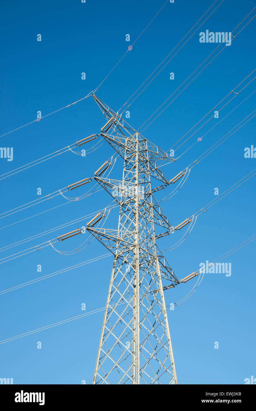 Large electricity pylon and wires of the power line Stock Photo - Alamy