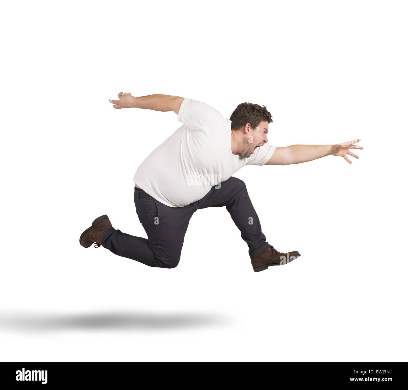 Fat man runs Stock Photo - Alamy