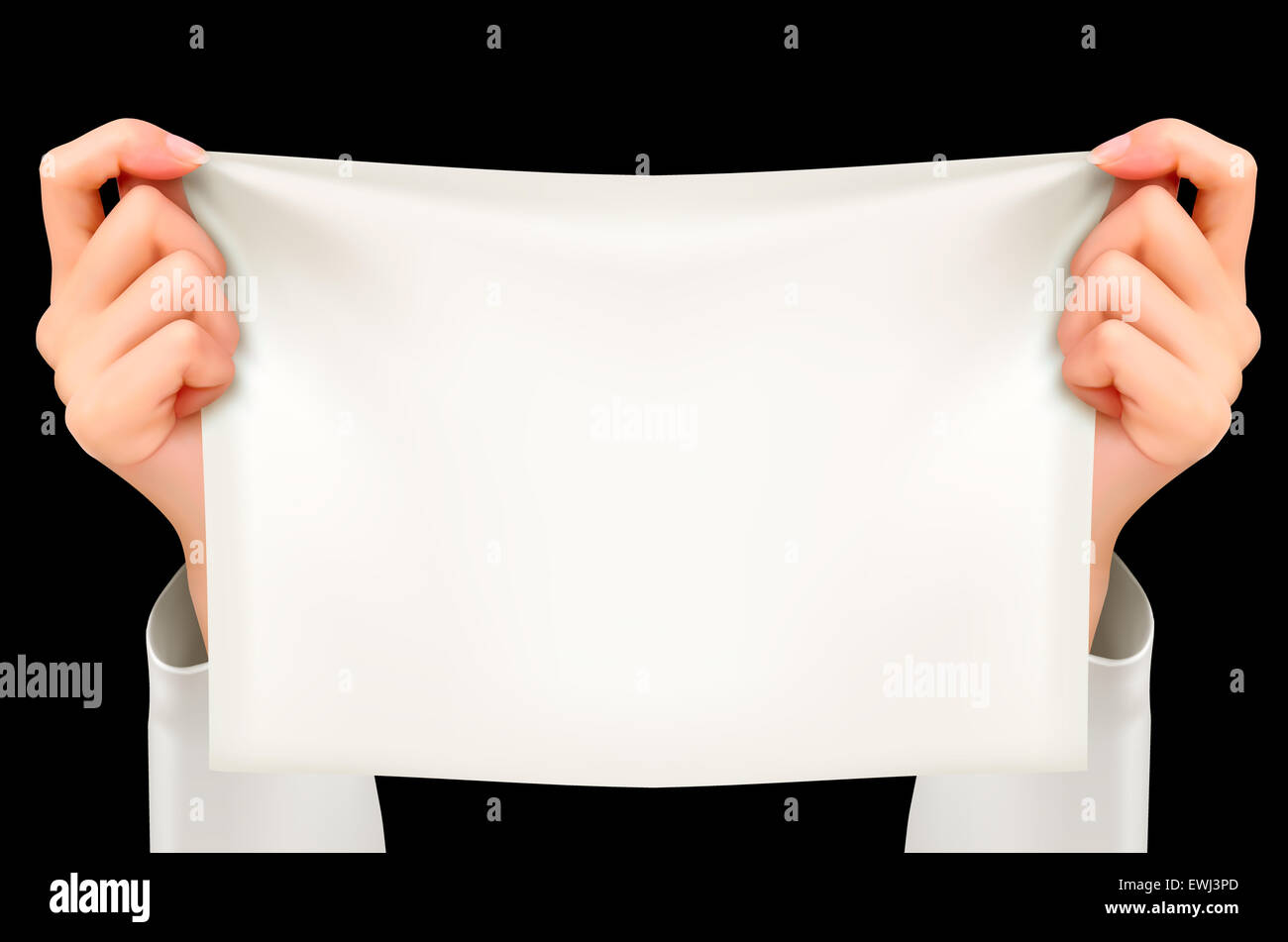 Two Hands Holding White Poster (Sample Text). Vector Stock Photo - Alamy