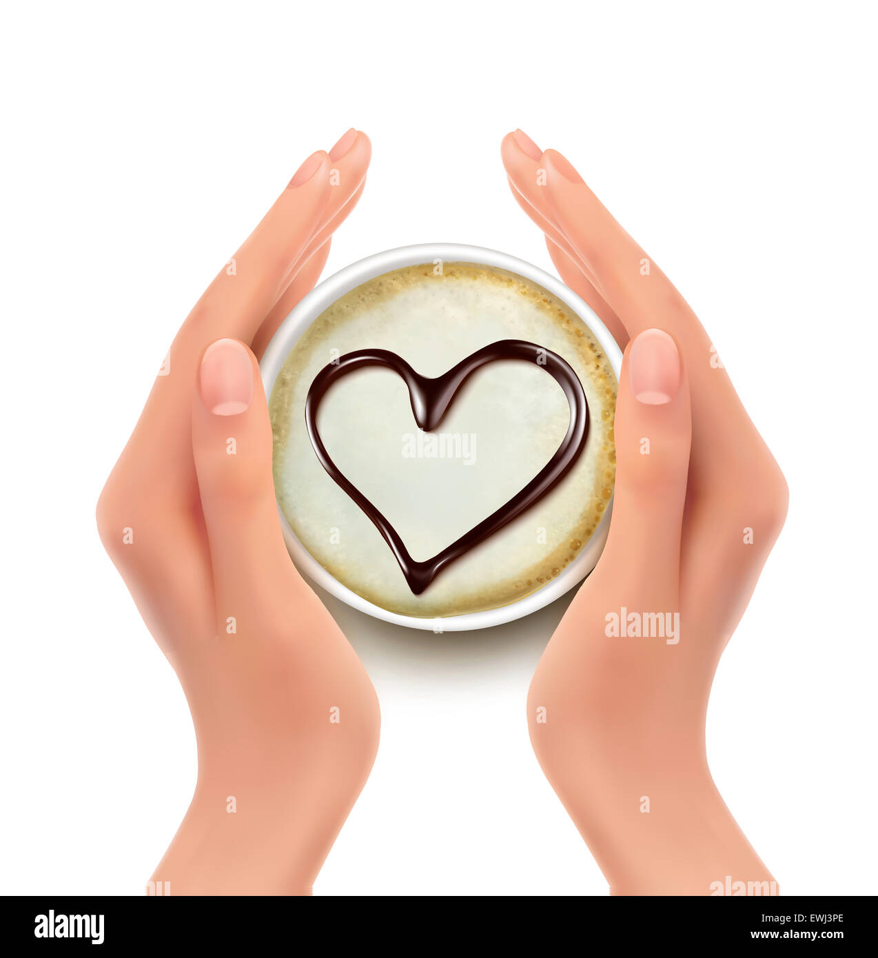 Coffee cup with a heart and hands. Vector Stock Photo - Alamy