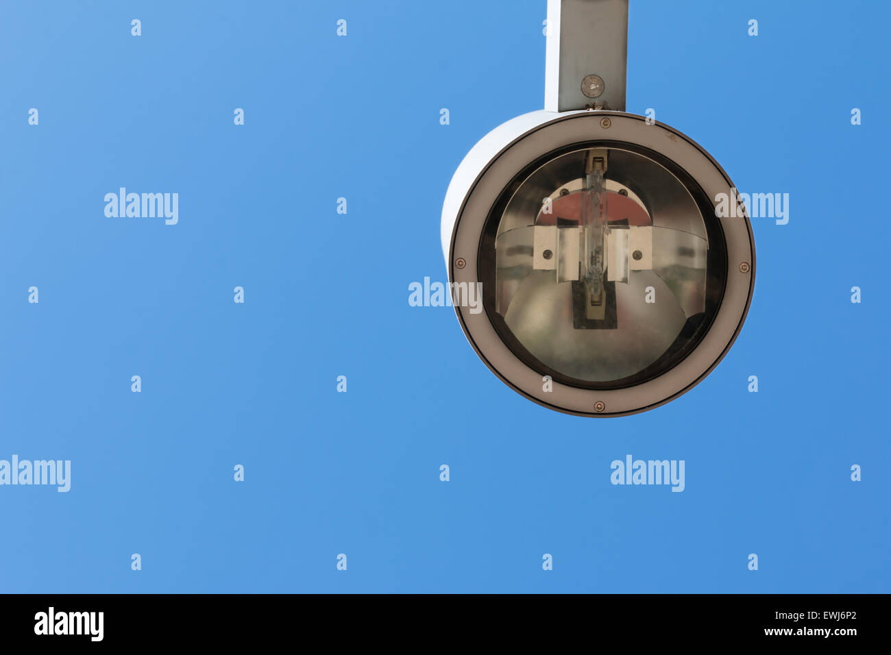 modern street lamp with blue sky in background, public lighting bottom ...