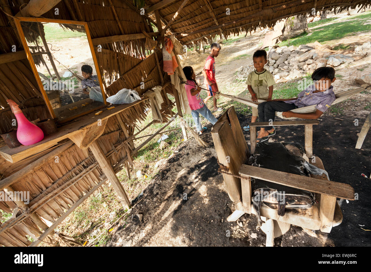 Barbershop in rural village in Cambodia, Asia Stock Photo - Alamy