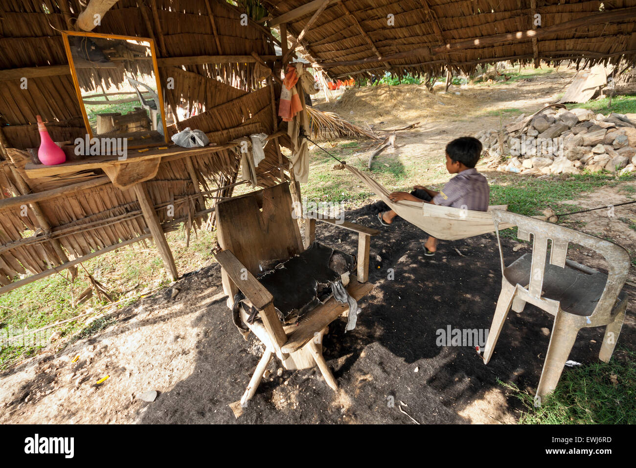 Barbershop in rural village in Cambodia, Asia Stock Photo - Alamy