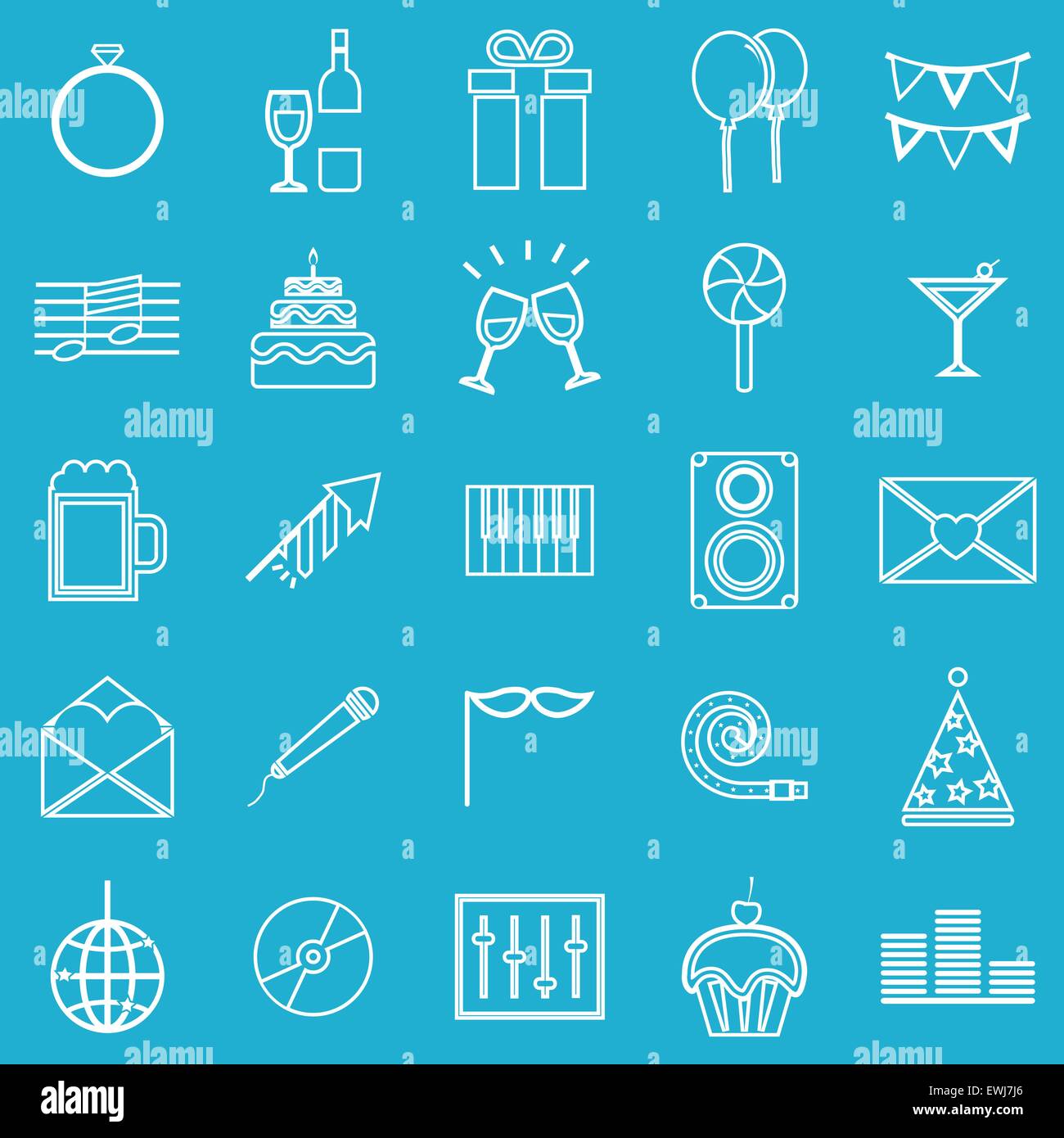 Celebration line icons on blue background, stock vector Stock Vector ...