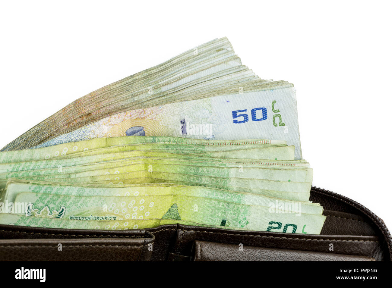 Wallet with THAI BAHT money isolated on white background Stock Photo ...