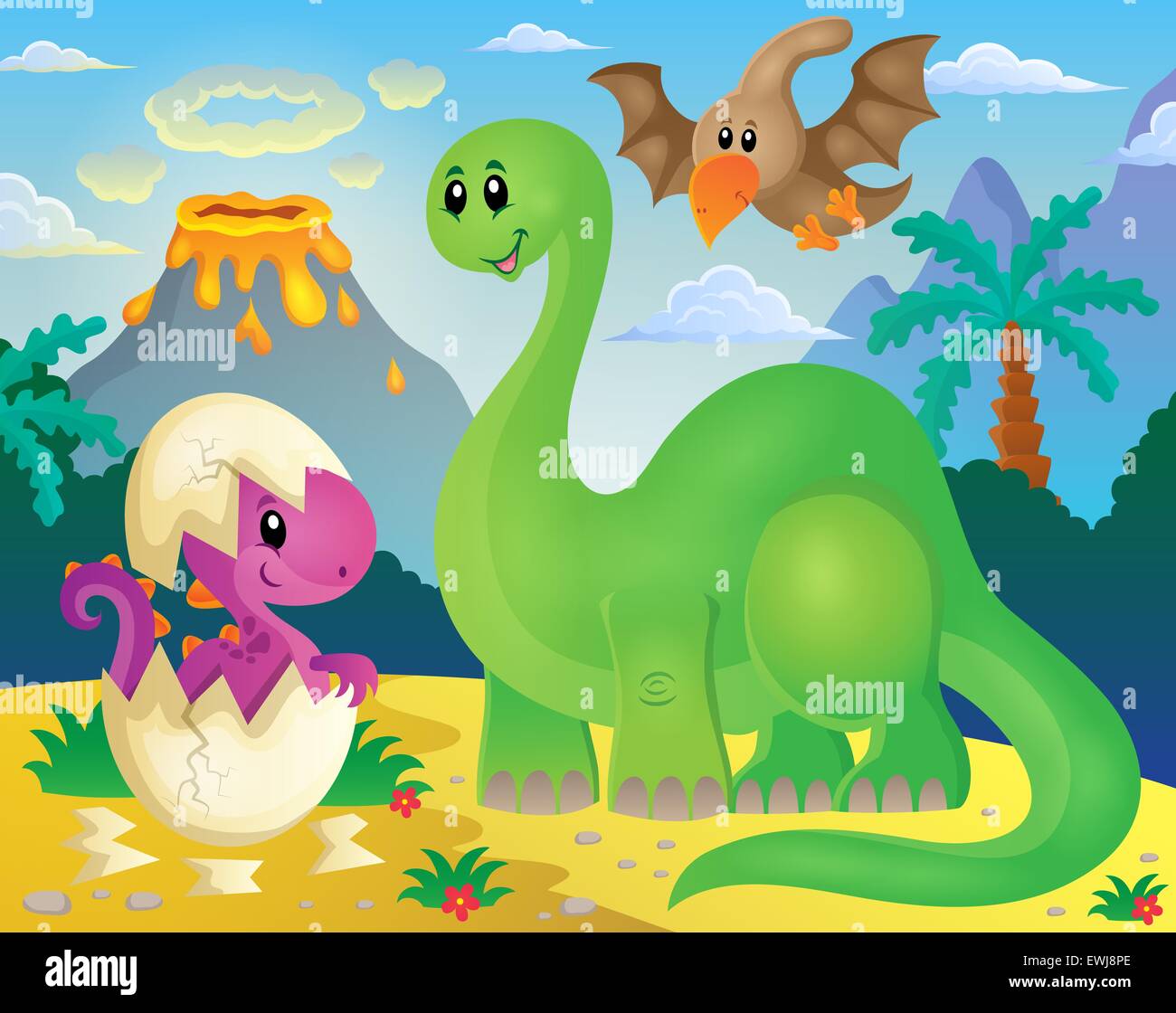 Dinosaur theme image 5 - picture illustration Stock Photo - Alamy