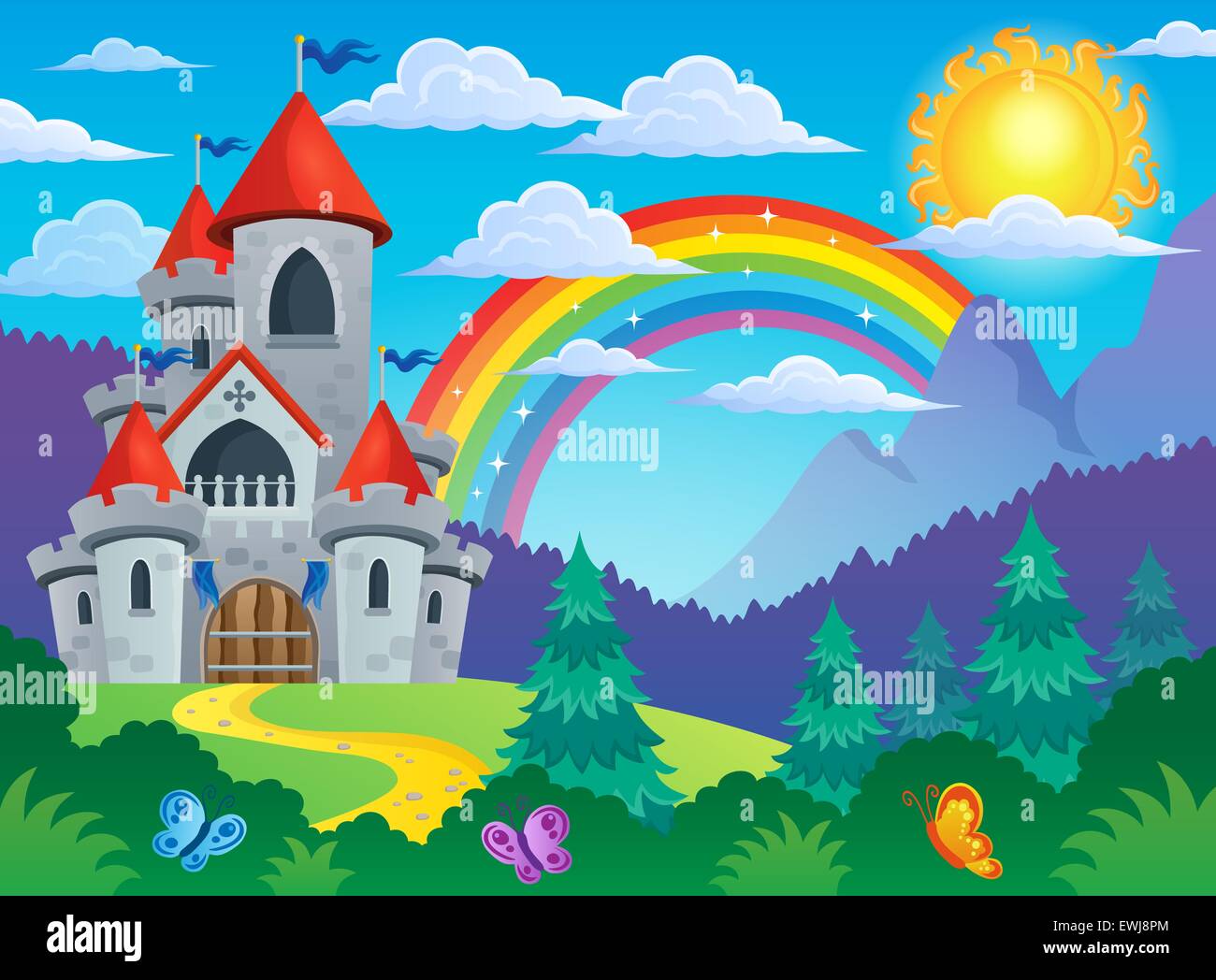Fairy tale castle theme image 4 - picture illustration Stock Photo - Alamy