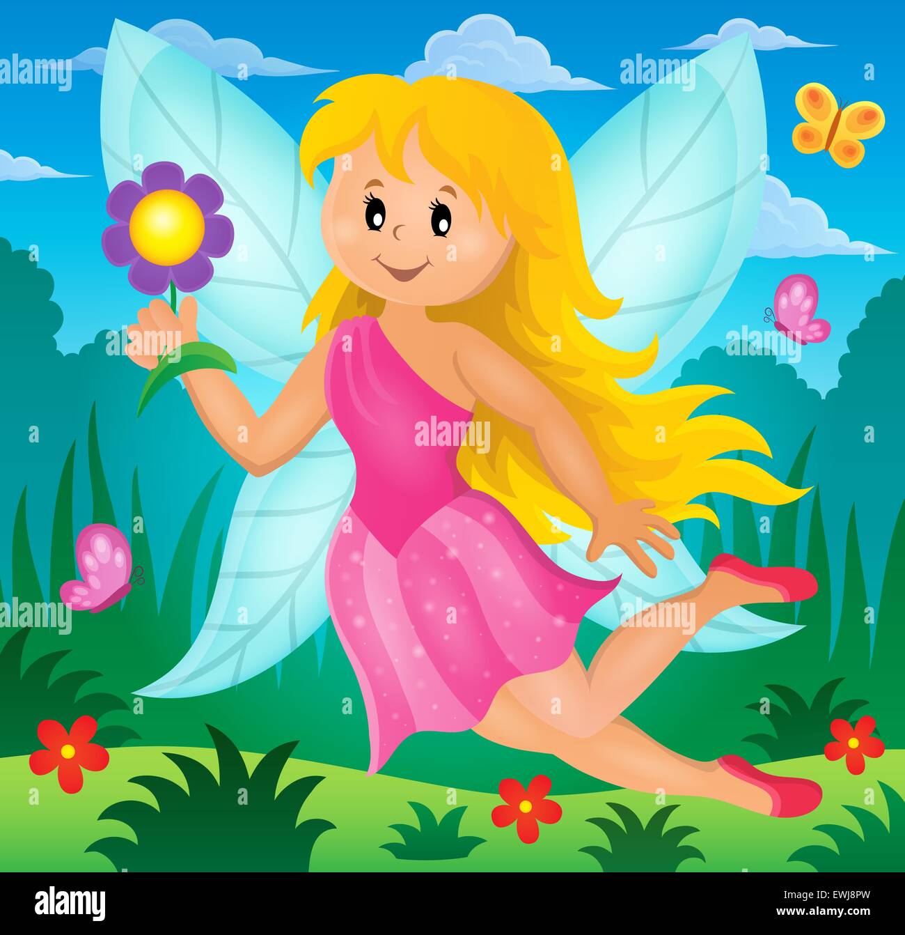 Happy fairy theme image 2 - picture illustration Stock Photo - Alamy
