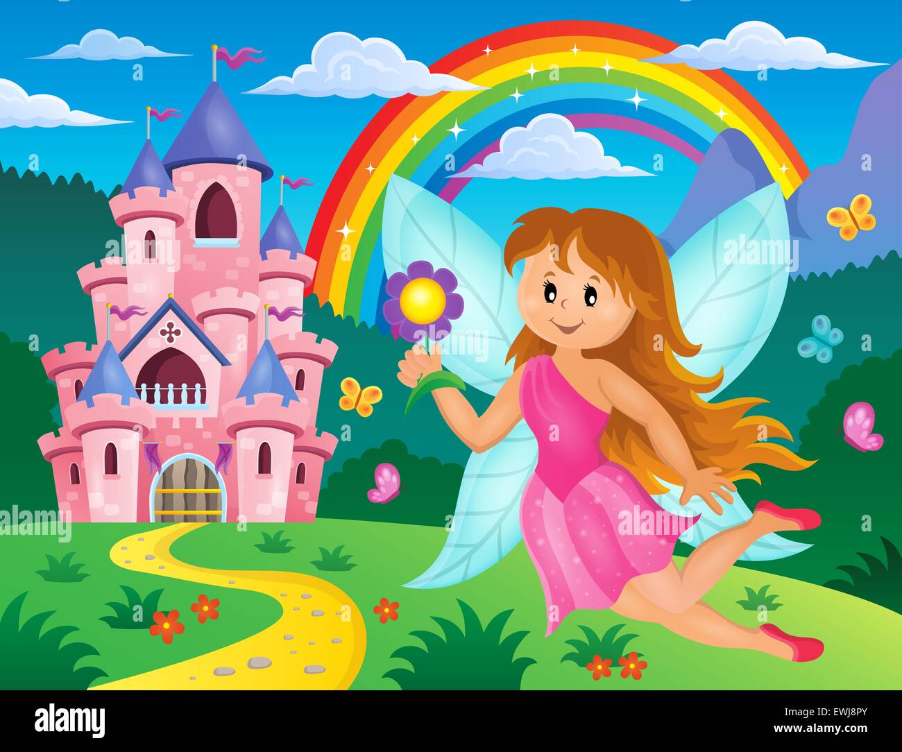 Happy fairy theme image 3 - picture illustration Stock Photo - Alamy
