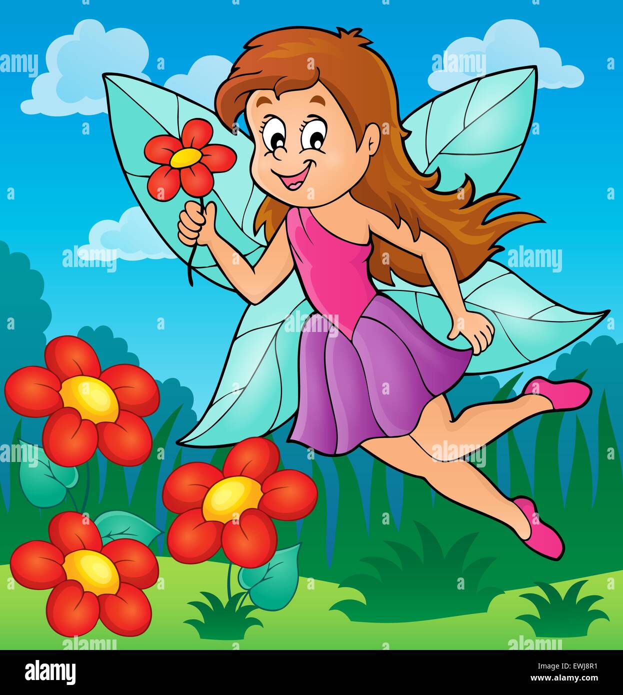 Happy fairy theme image 5 - picture illustration Stock Photo - Alamy