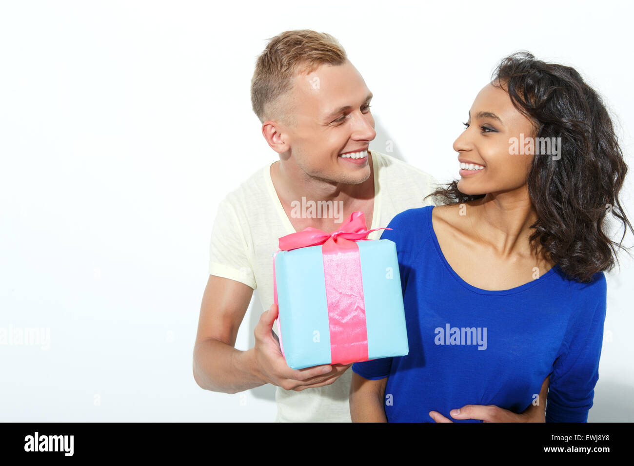 Sweet couple isolated on white Stock Photo - Alamy