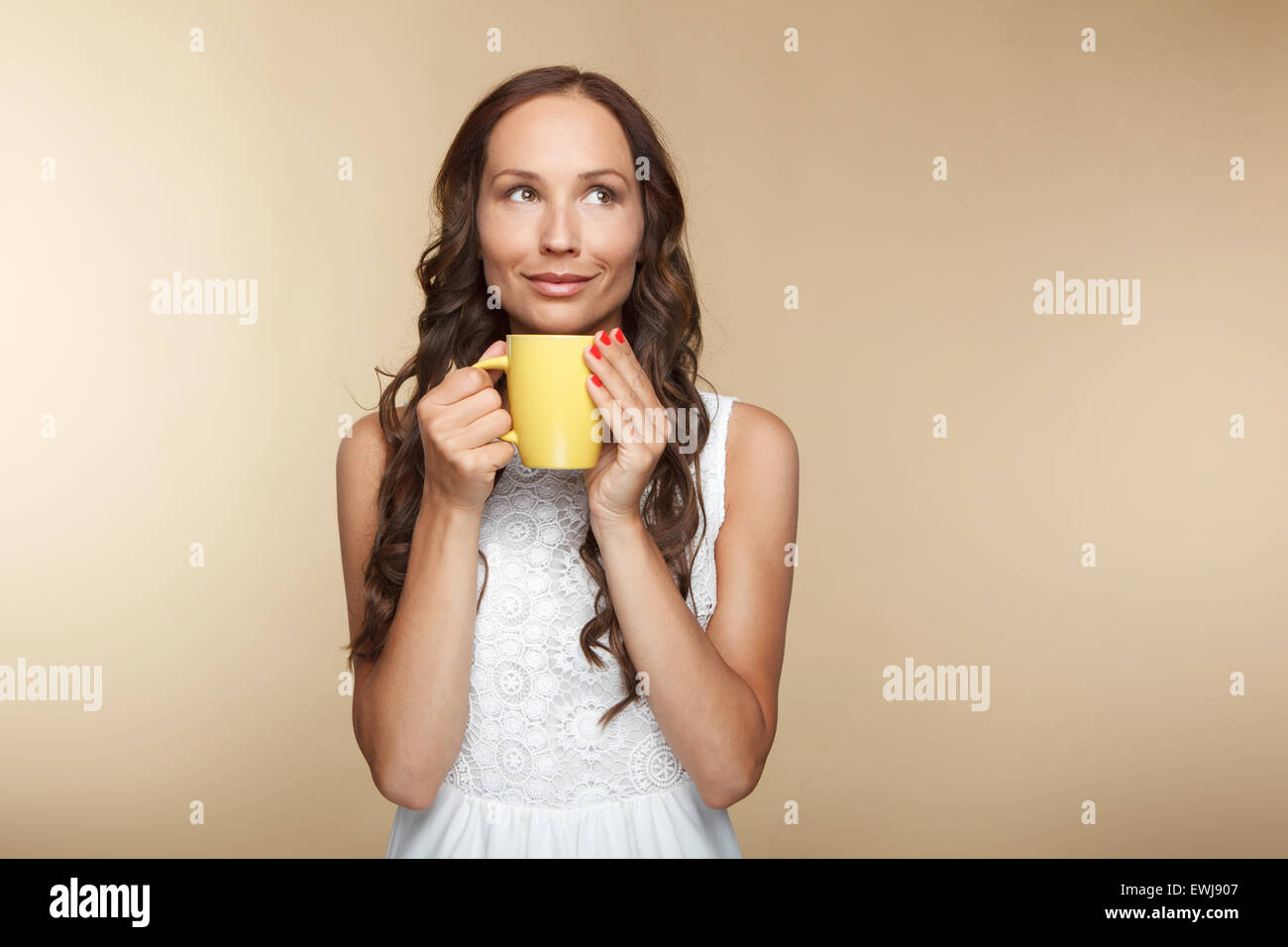 Beautiful girl with cup of tea Stock Photo - Alamy