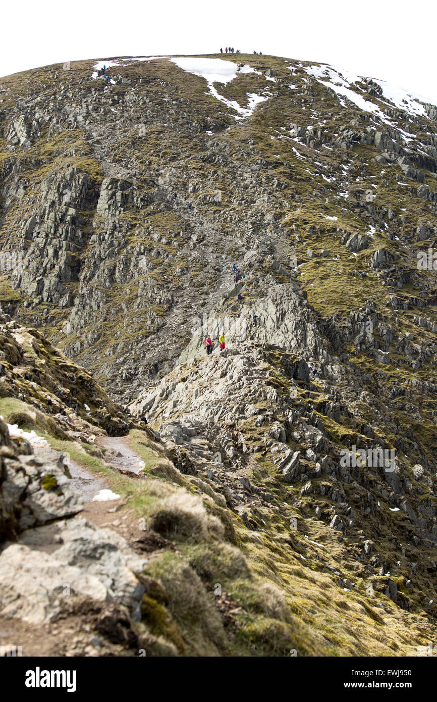 Helvellyn Mountain Peak And Red Tarn Corrie Lake High Resolution Stock ...