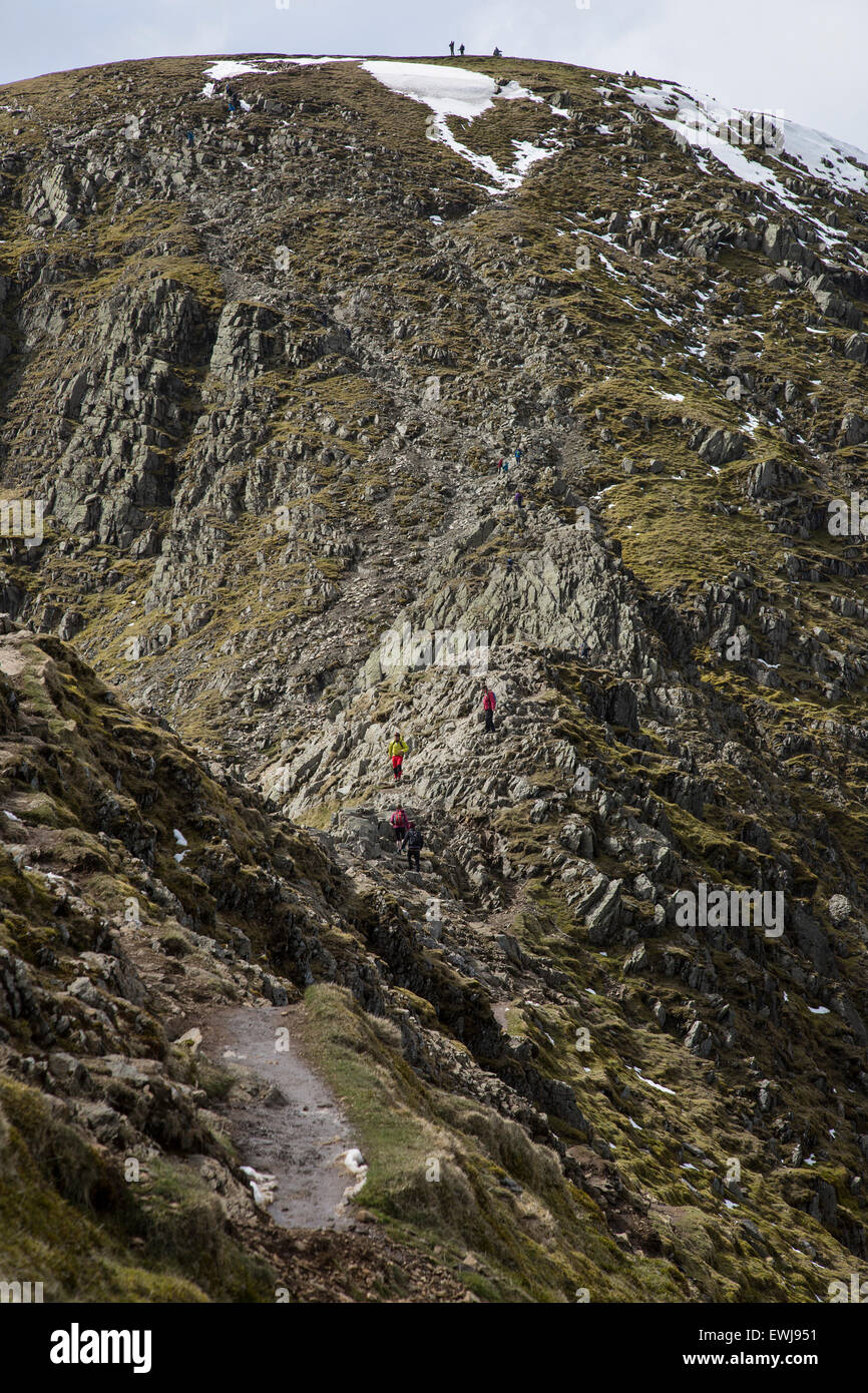 Striding Edge arete and Helvellyn mountain peak, Lake District, Cumbria ...