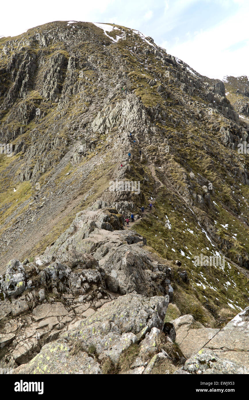 Striding Edge arete and Helvellyn mountain peak, Lake District, Cumbria ...
