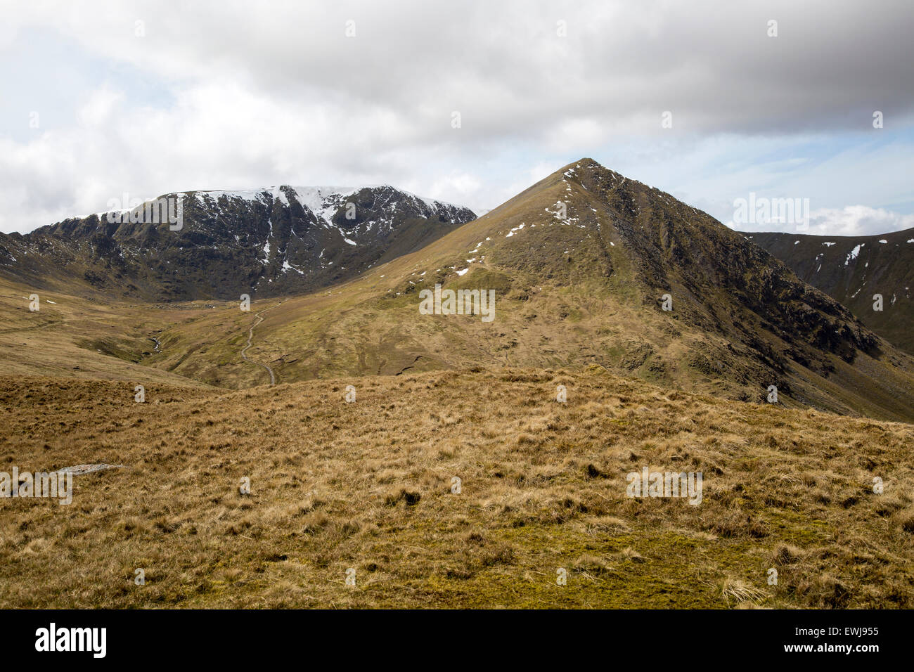Landscape view of Helvellyn mountain path, Lake District, Cumbria ...