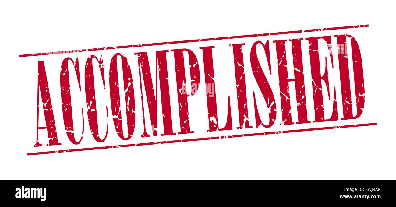 accomplished red grunge vintage stamp isolated on white background ...