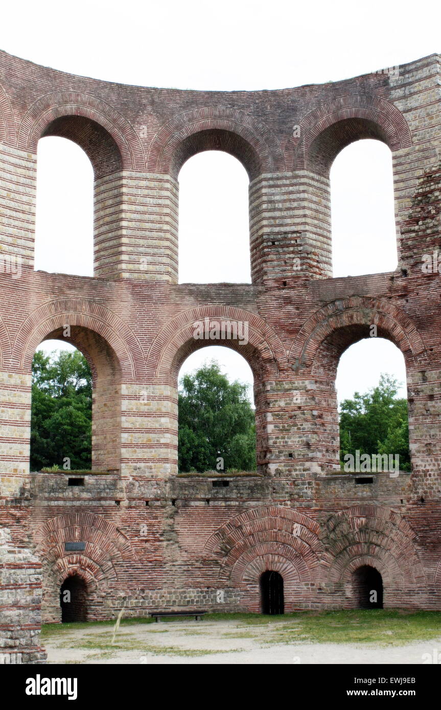 Trier. June-01-2011. Ruins of ancient roman bath The Kaiserthermen in ...