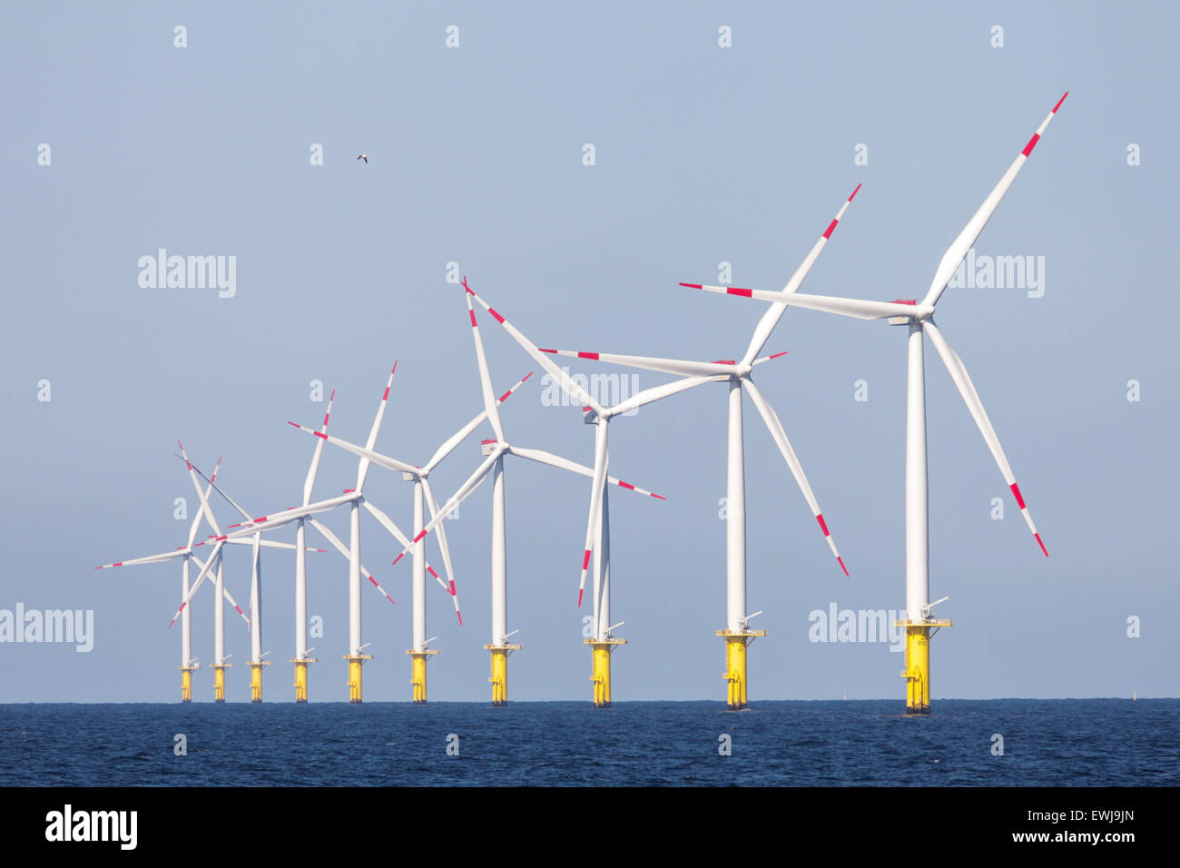 Wind turbines on the Riffgat offshore wind farm in Germany Stock Photo ...