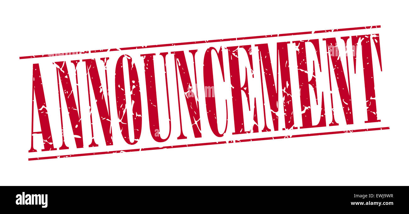announcement red grunge vintage stamp isolated on white background ...
