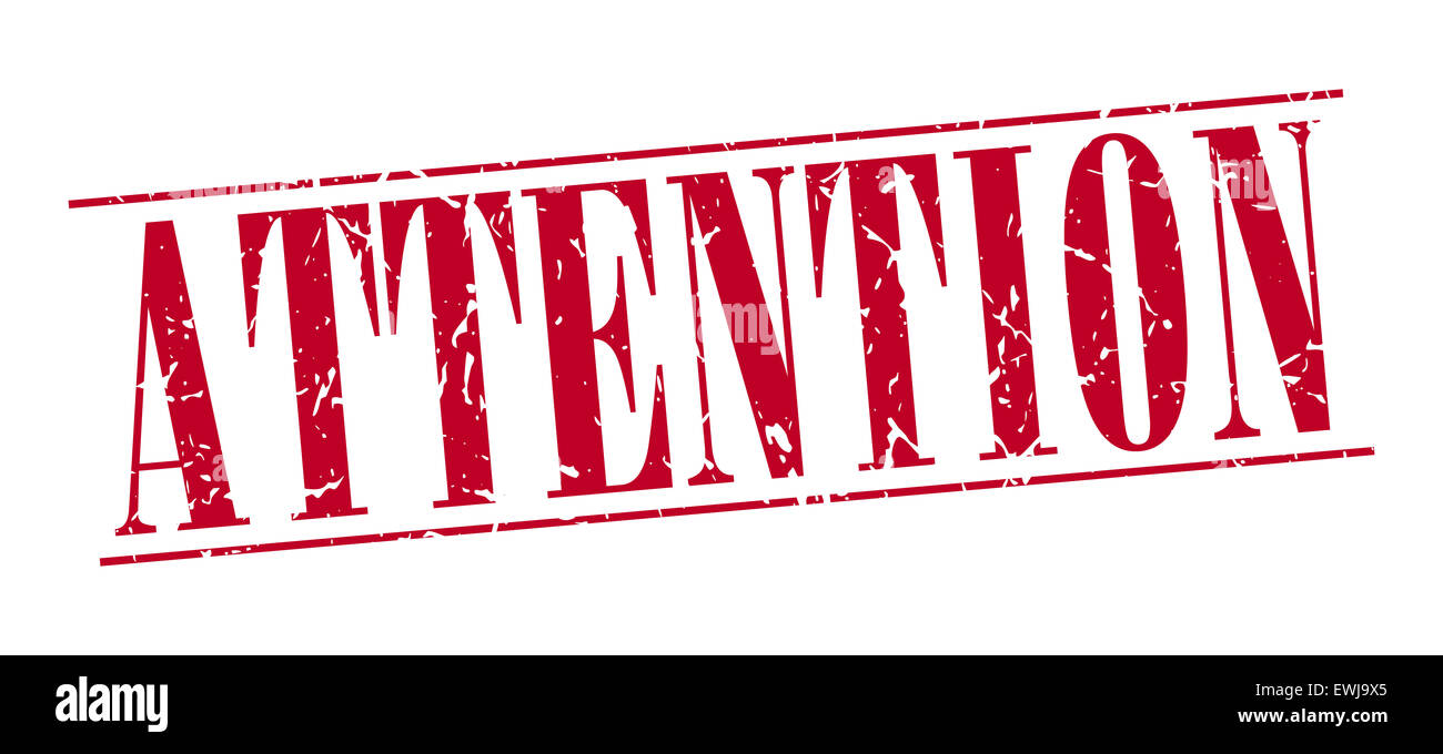 attention red grunge vintage stamp isolated on white background Stock ...