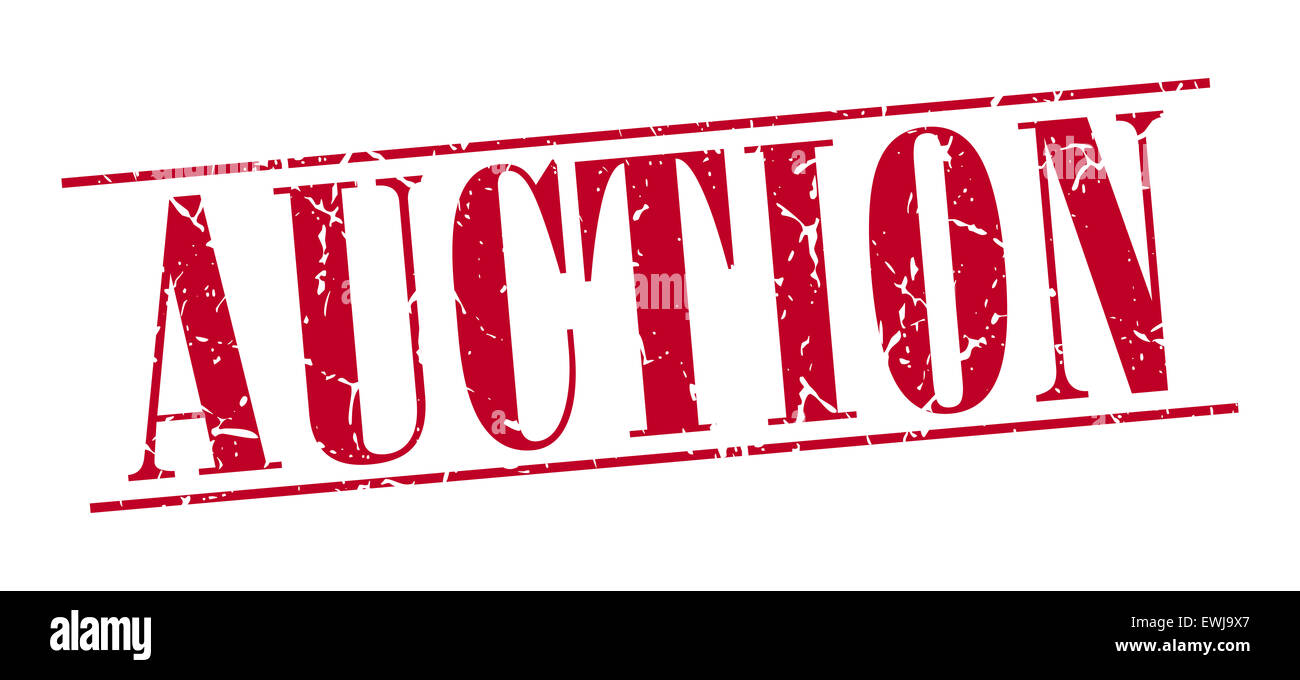 auction red grunge vintage stamp isolated on white background Stock ...