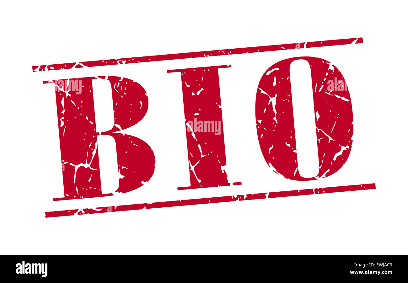 bio red grunge vintage stamp isolated on white background Stock Photo ...