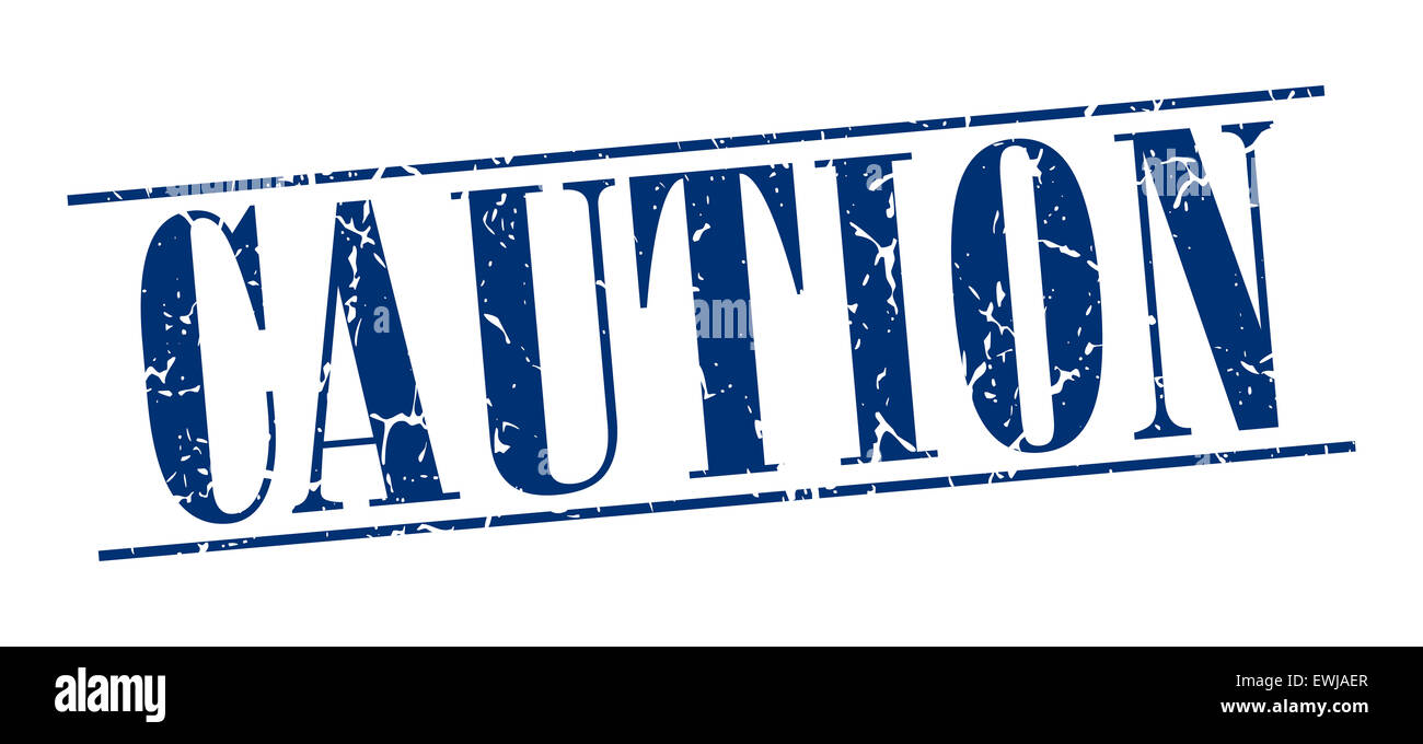 caution blue grunge vintage stamp isolated on white background Stock ...