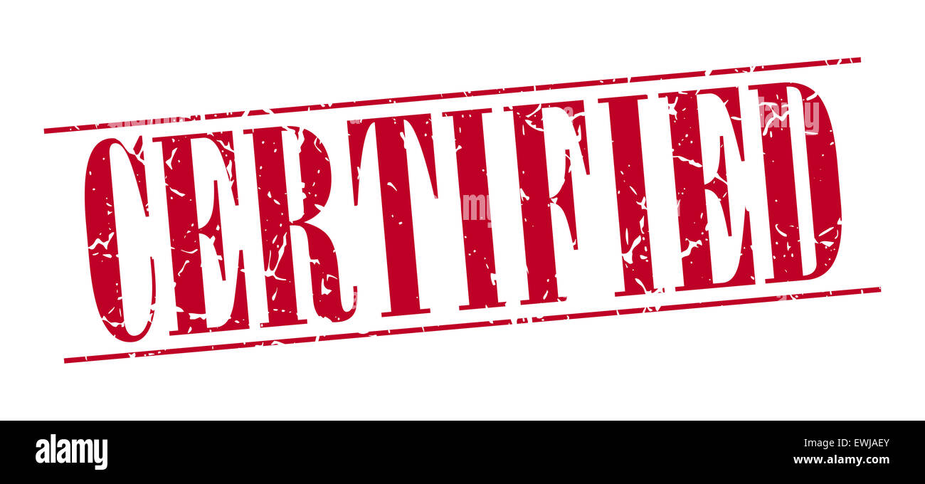 certified red grunge vintage stamp isolated on white background Stock ...