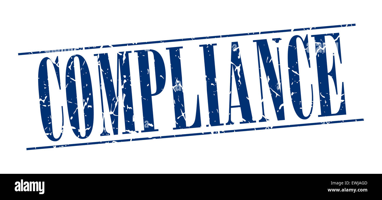 compliance blue grunge vintage stamp isolated on white background Stock ...
