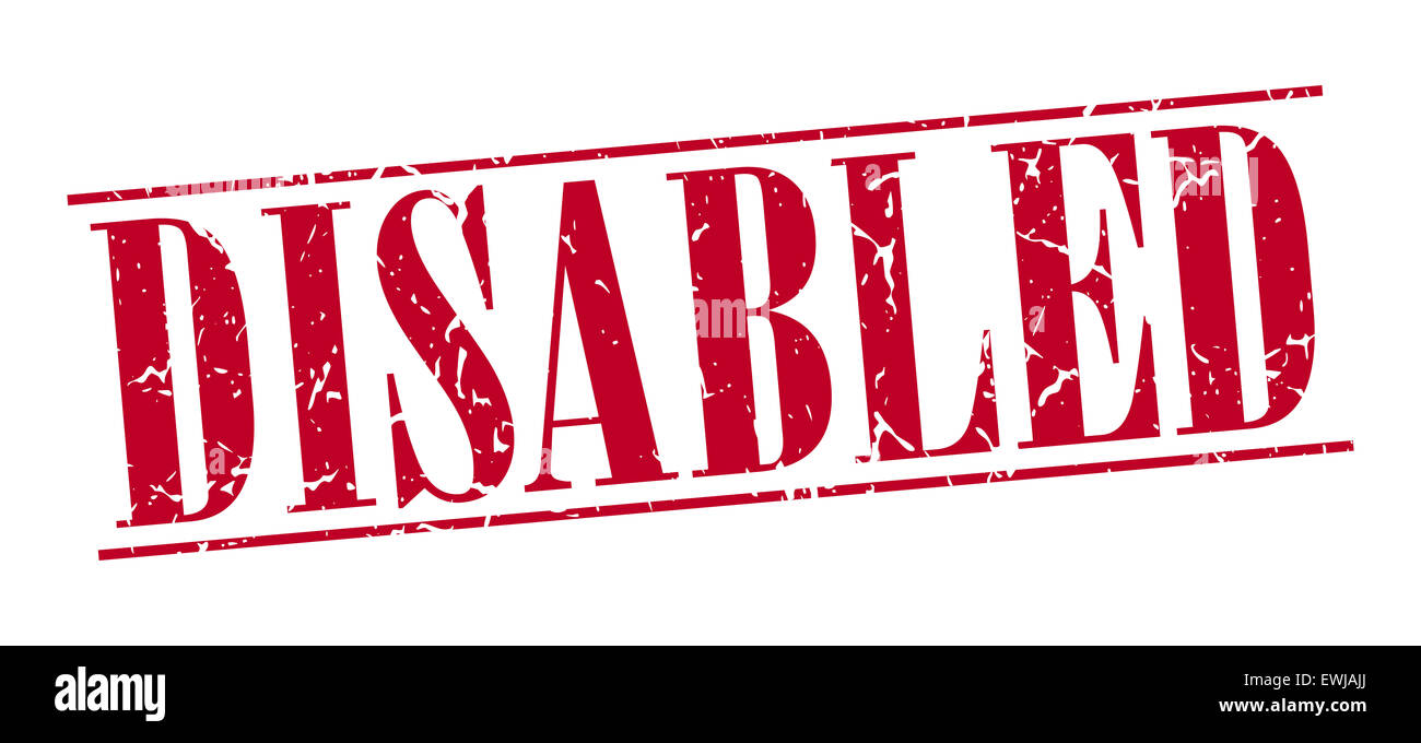 disabled red grunge vintage stamp isolated on white background Stock ...
