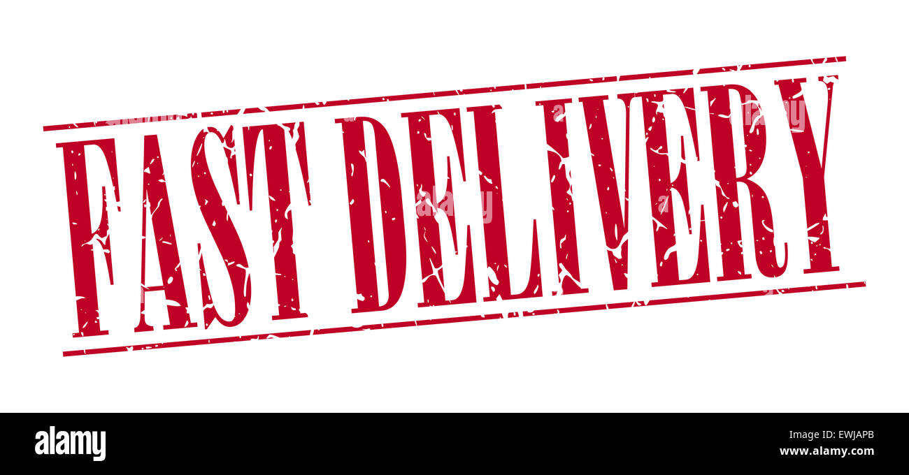 fast delivery red grunge vintage stamp isolated on white background ...