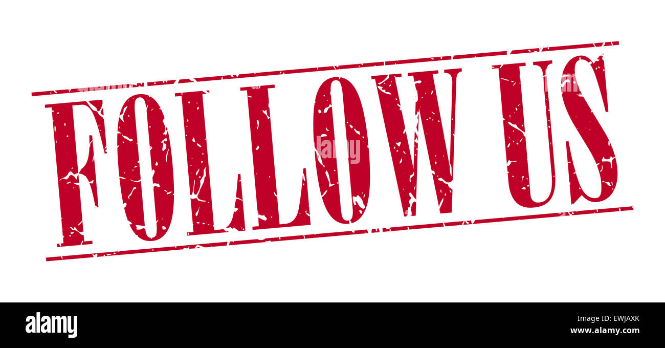 follow us red grunge vintage stamp isolated on white background Stock ...