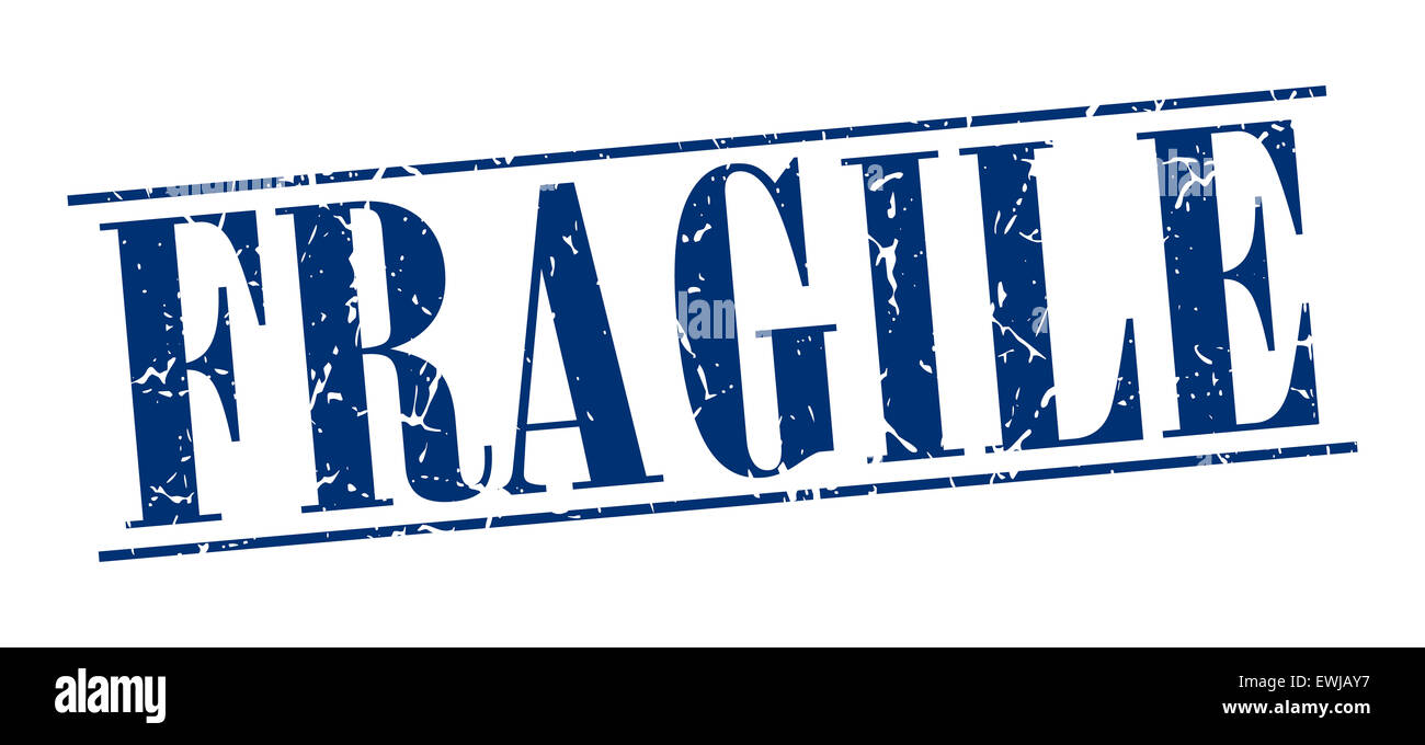 fragile blue grunge vintage stamp isolated on white background Stock ...