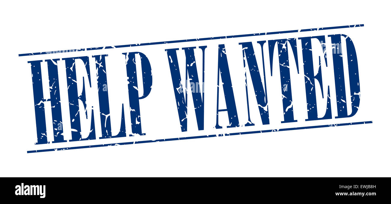 help wanted blue grunge vintage stamp isolated on white background ...
