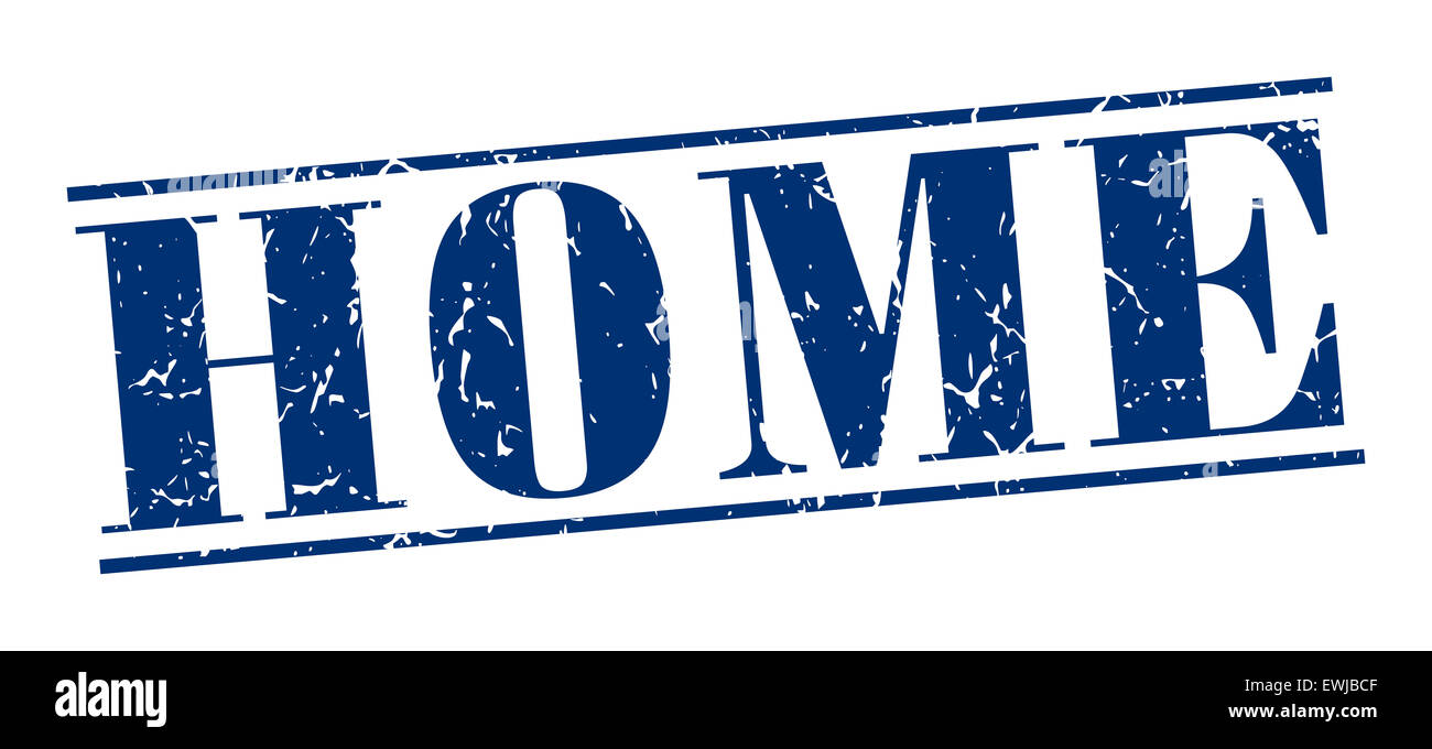 home blue grunge vintage stamp isolated on white background Stock Photo ...
