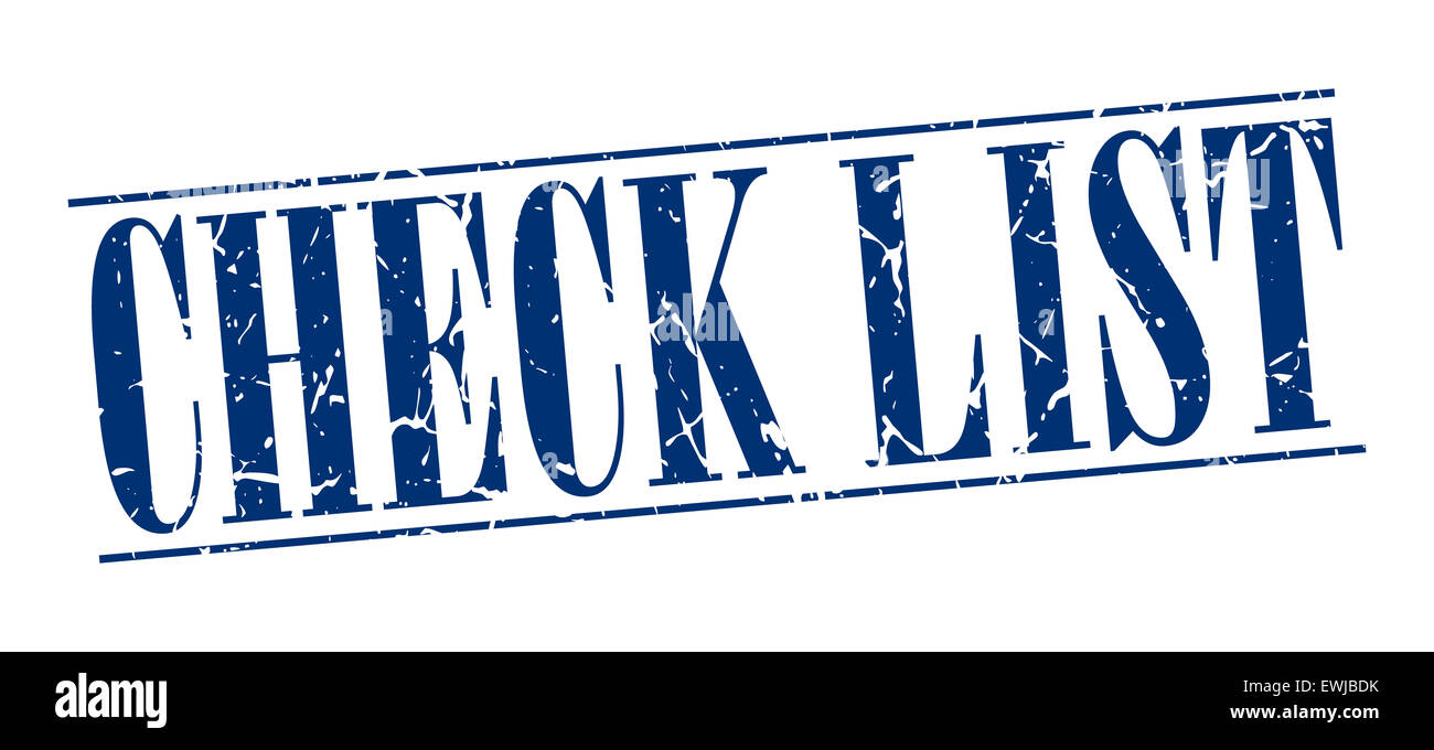 check list blue grunge vintage stamp isolated on white background Stock ...
