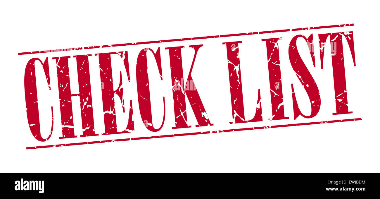 check list red grunge vintage stamp isolated on white background Stock ...
