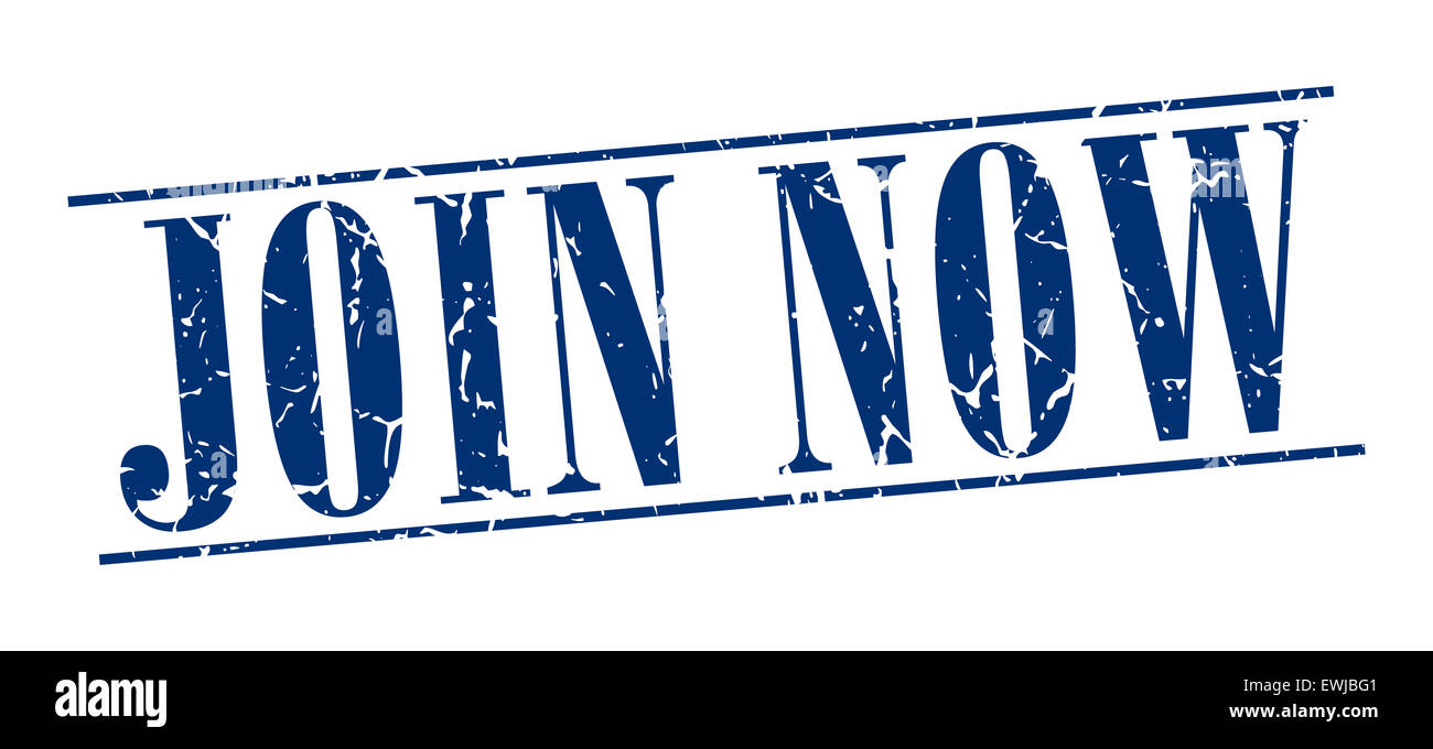 join now blue grunge vintage stamp isolated on white background Stock ...