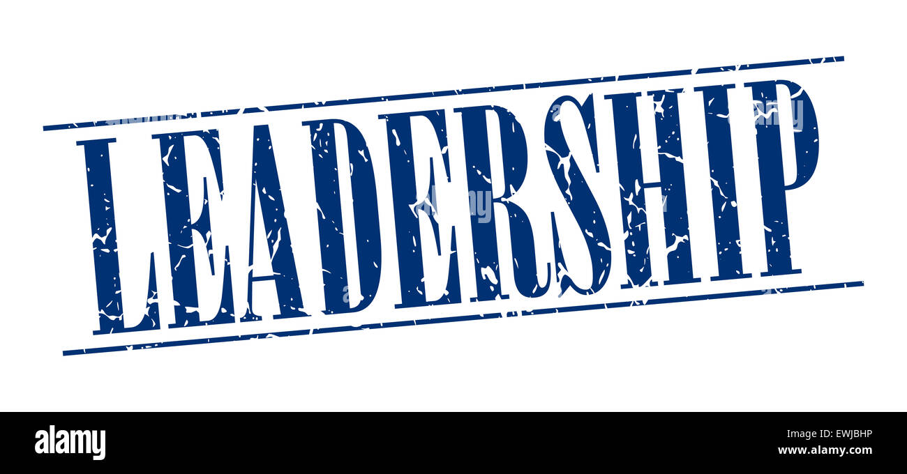 leadership blue grunge vintage stamp isolated on white background Stock ...