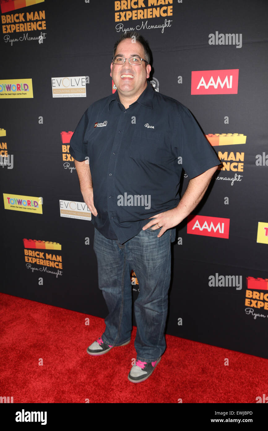 Sydney, Australia. 27 June 2015. Lego builder Ryan McNaught arrives on ...