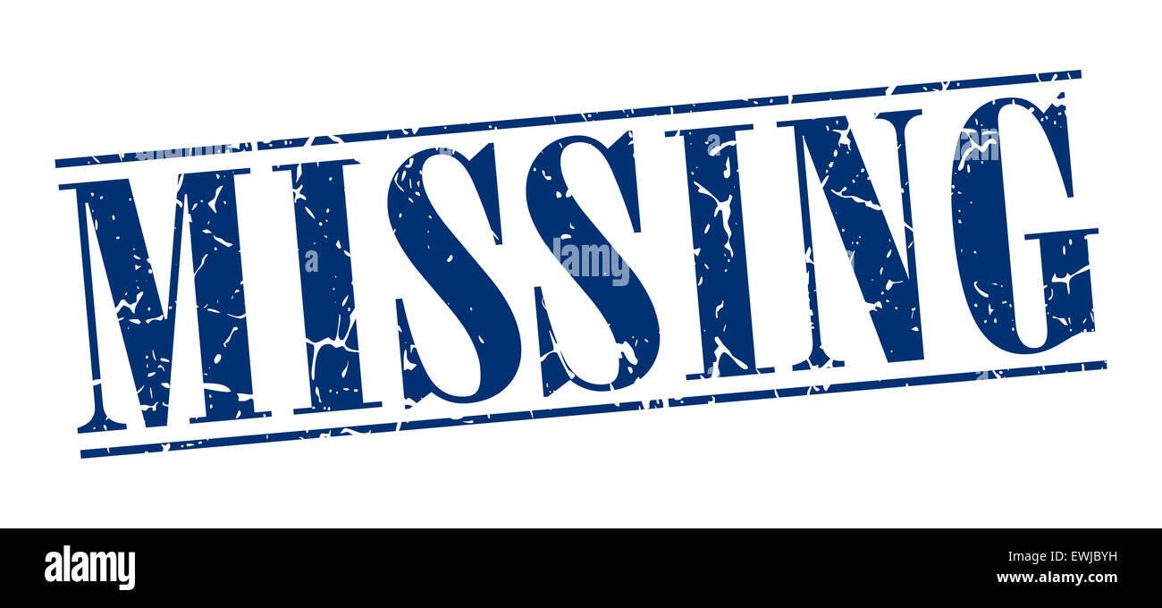 missing blue grunge vintage stamp isolated on white background Stock ...