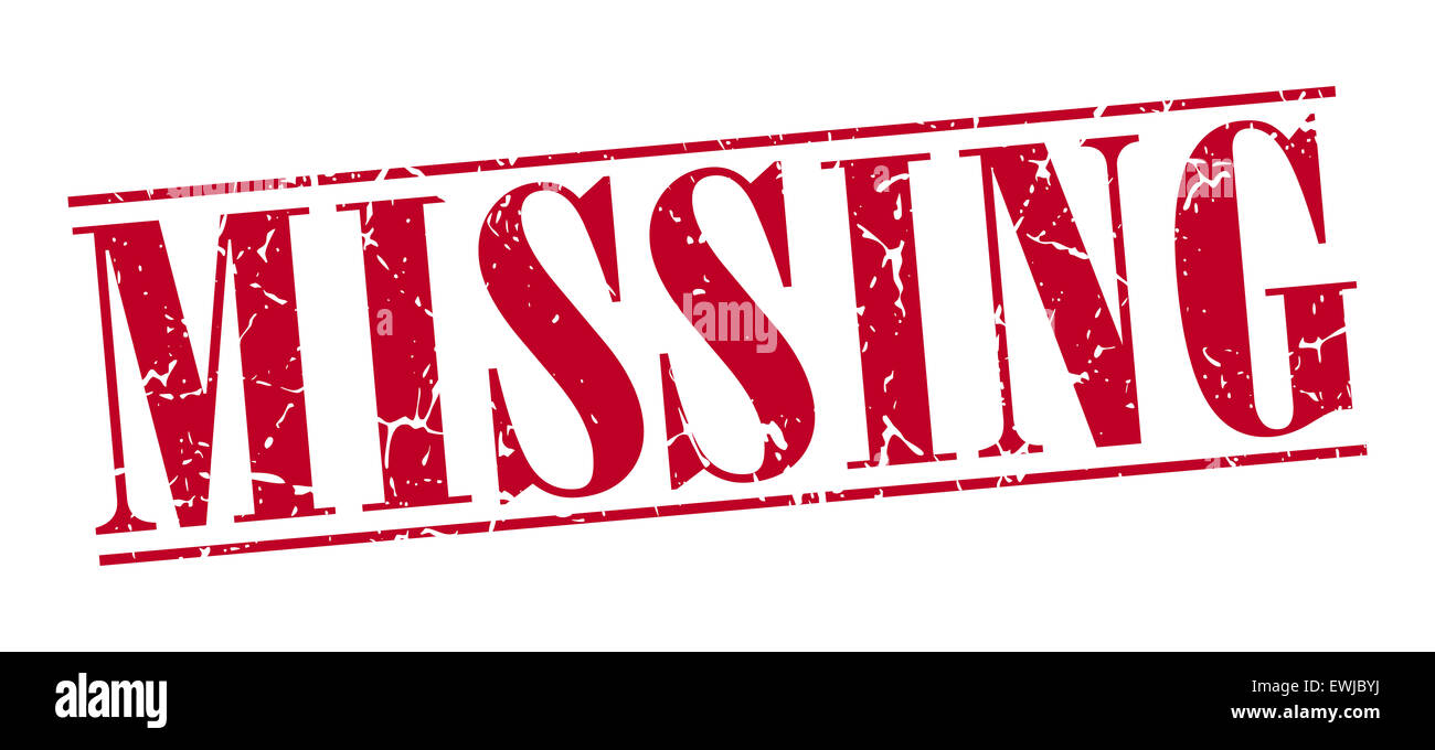 missing red grunge vintage stamp isolated on white background Stock ...