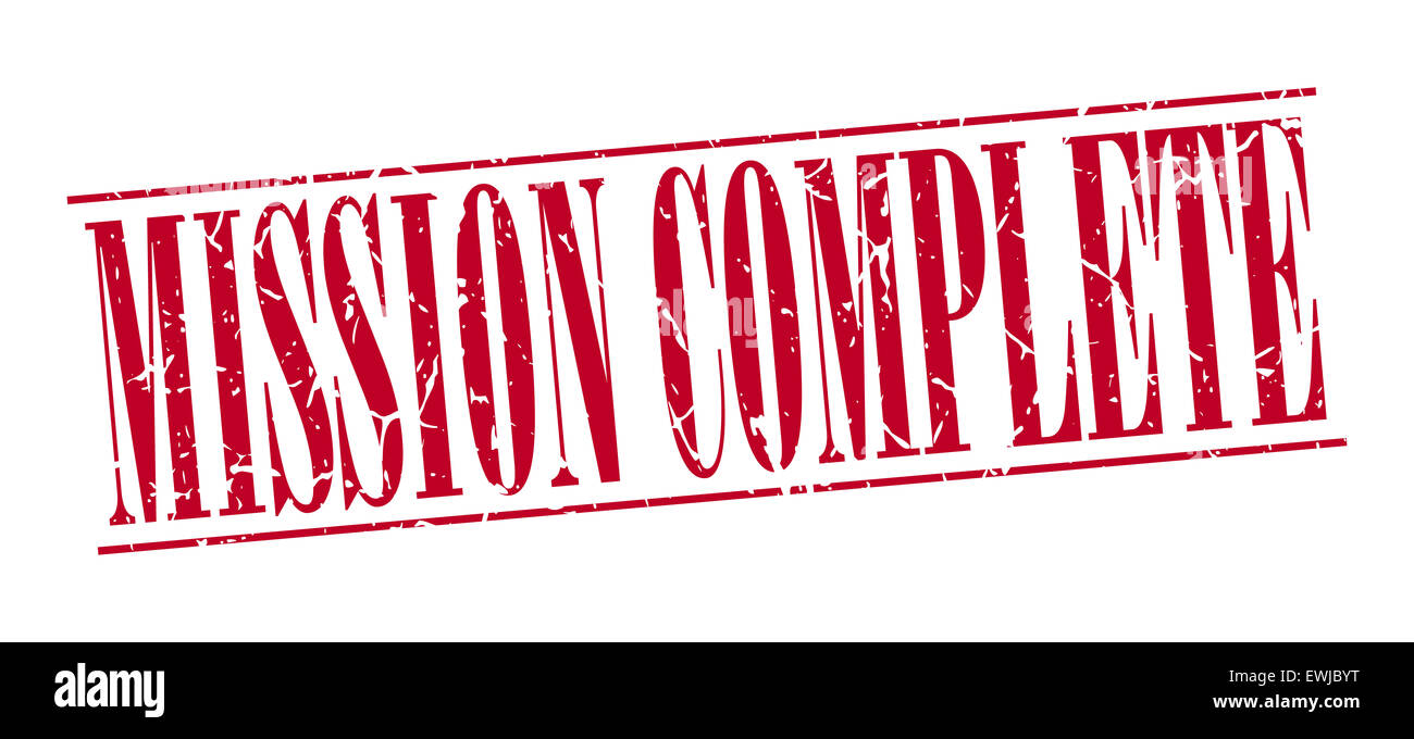 mission complete red grunge vintage stamp isolated on white background Stock Photo - Alamy