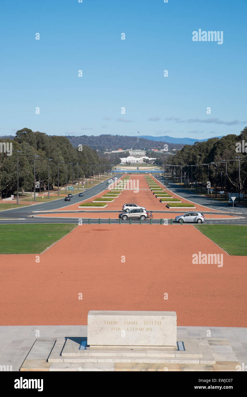 view of ANZAC parade and Parliament House in Canberra from the ...