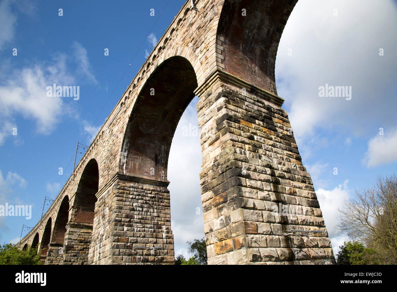 Stone arches of railway viaduct crossing River Tweed, Berwick-upon ...