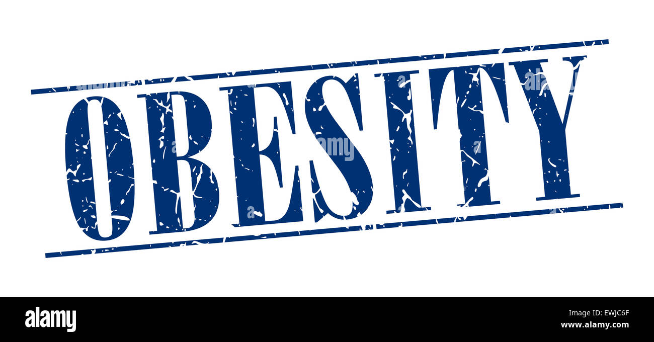 obesity blue grunge vintage stamp isolated on white background Stock ...