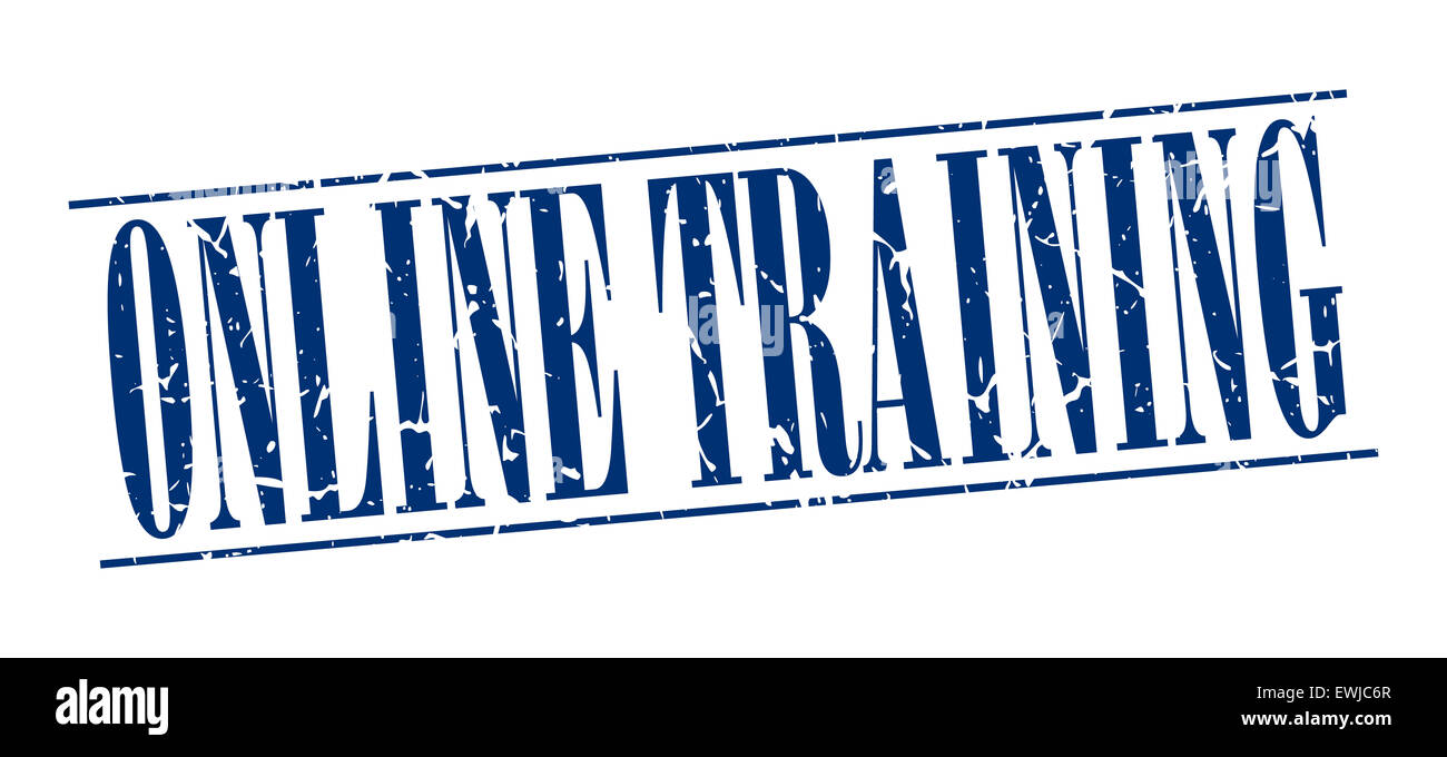 online training blue grunge vintage stamp isolated on white background ...